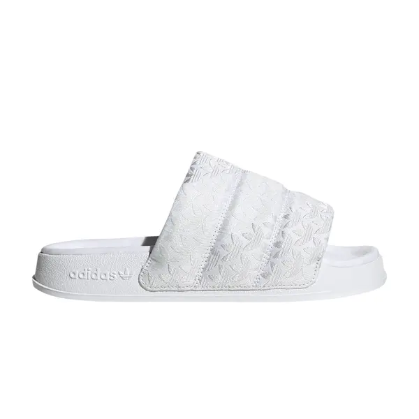 Adidas Adilette Essential Trefoil Monogram Slides - White