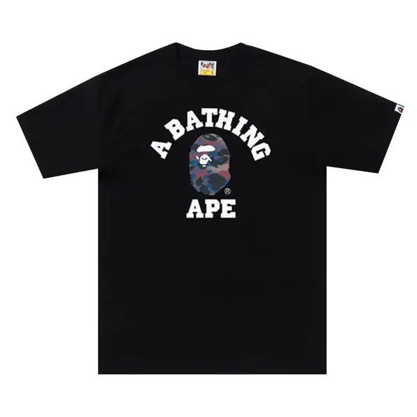 A BATHING APE Grid Camo College Tee /purple - Black