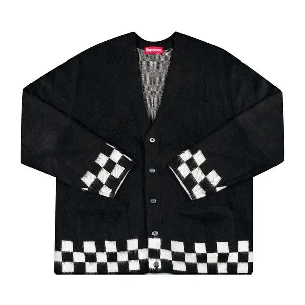 トップス Supreme Brushed Checkerboard Cardigan Supreme Brushed Checkerboard Cardigan - Black | Editorialist