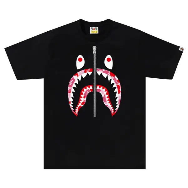 A BATHING APE Abc Camo Shark Tee /pink - Black