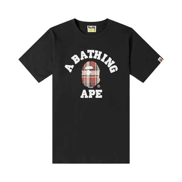 A BATHING APE Check College Tee /red - Black
