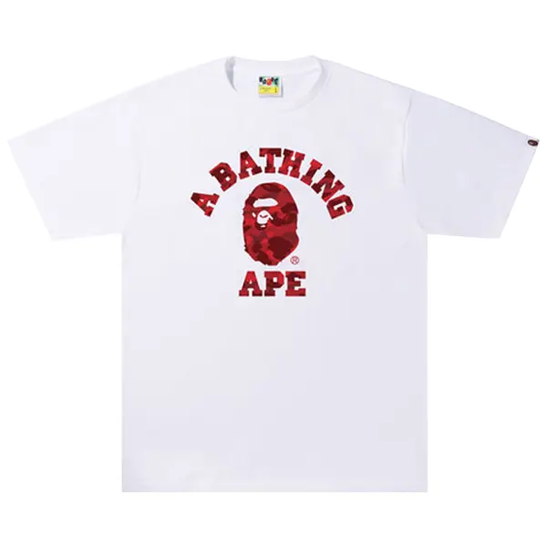 A BATHING APE Color Camo A College Tee /red - White