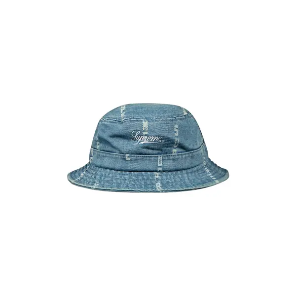 Supreme Logo Stripe Jacquard Denim Crusher - Blue | Editorialist