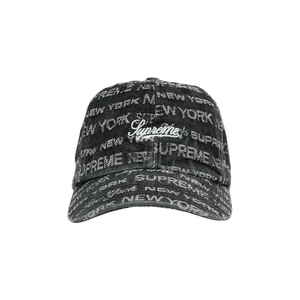 Supreme Multi Type Jacquard Denim 6-panel Cap - Black