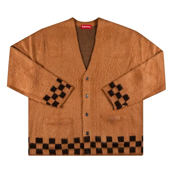 Supreme Brushed Checkerboard Cardigan - Tan