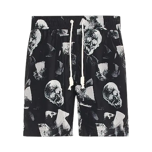 Palm Angels Skulls Print Swim Short - Black