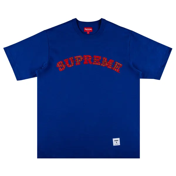 Supreme Plaid Appliqué Short-sleeve Top - Blue