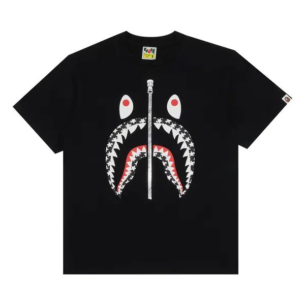 A BATHING APE Sta Pattern Shark Tee - Black