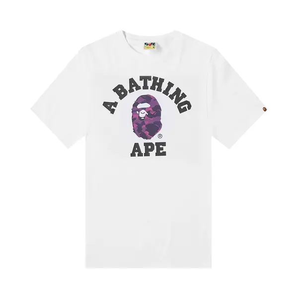 A BATHING APE Color Camo A College Tee /purple - White