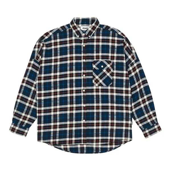 PALACE Flannel Drop Shoulder Shirt 'navy