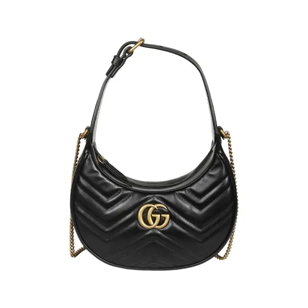 Gucci Gg Marmont Half-moon Mini Bag - Black