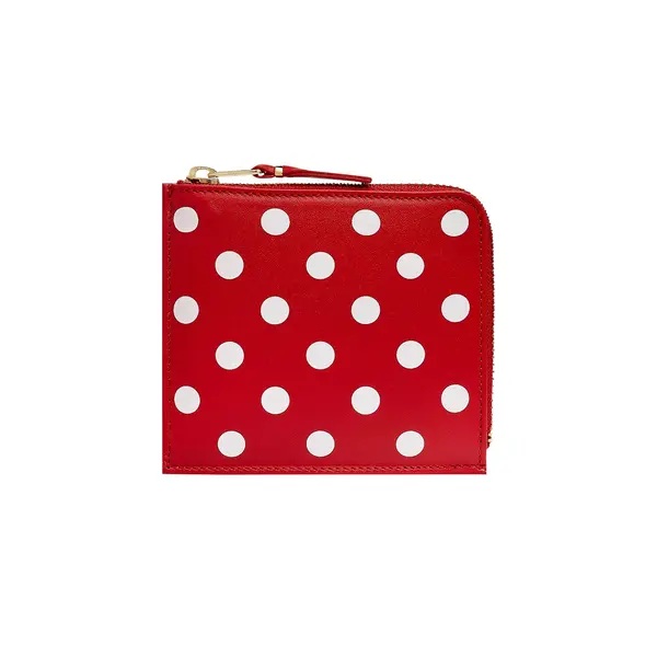 Comme Des Garçons Dots Printed Leather Line Wallet - Red