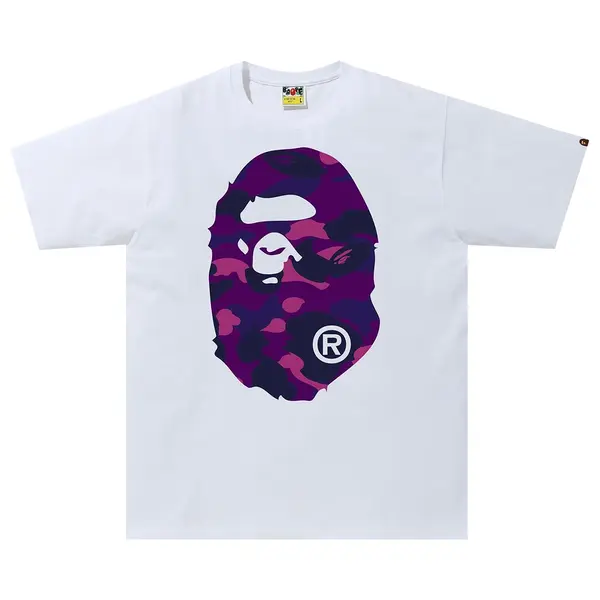 A BATHING APE Color Camo Big Ape Head Tee /purple - White