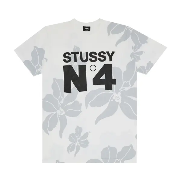 StÜssy No. 4 Flowers Tee - White