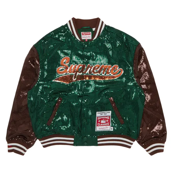 Supreme X Mitchell & Ness Sequin Varsity Jacket - Green