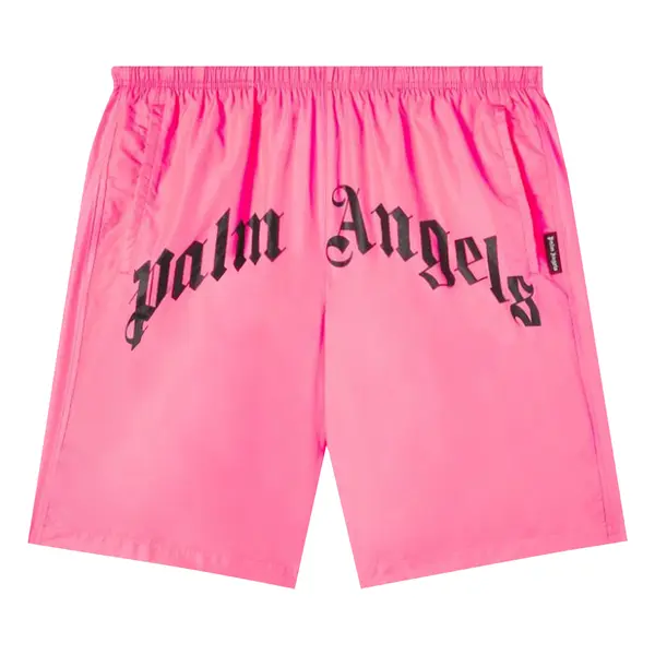 Palm Angels Curved Logo Bold Swim Short 'fuchsia Fluo - Pink