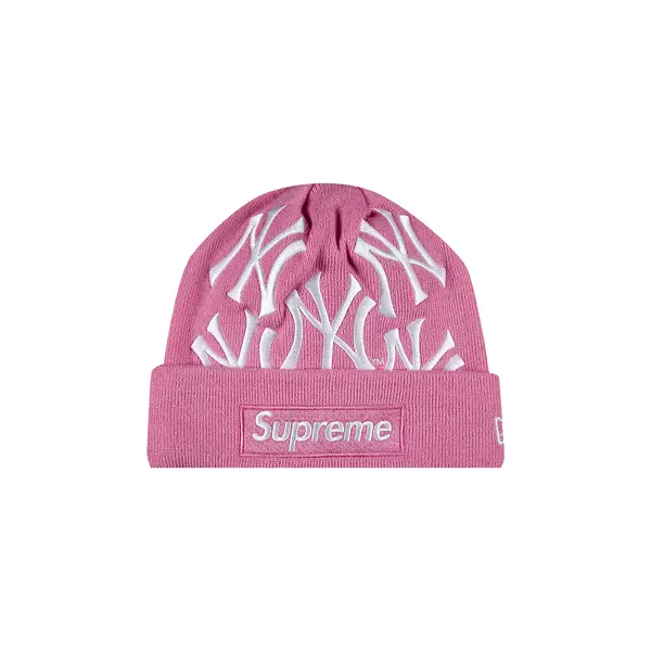 Supreme X New York Yankees X New Era Box Logo Beanie - Pink