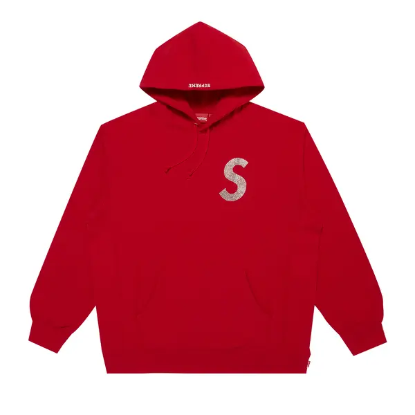 Supreme X Swarovski S Logo Hooded Sweatshirt - Red