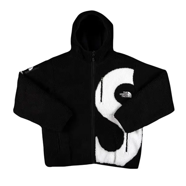 Supreme X The North Face Logo Hooded Fleece Jacket - Black