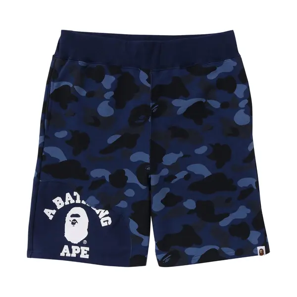 A BATHING APE Color Camo Cutting Sweat Shorts - Blue