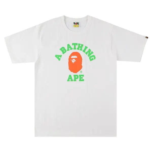 A BATHING APE Neon College Tee - White