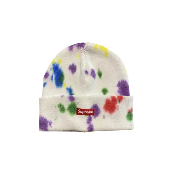 Supreme Splatter Dyed Beanie - White
