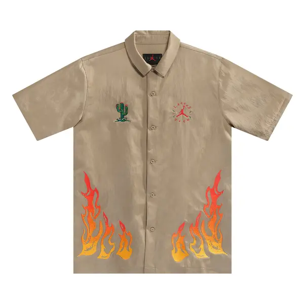 TRAVIS SCOTT X Button Down Shirt 'khaki/university Red - Tan