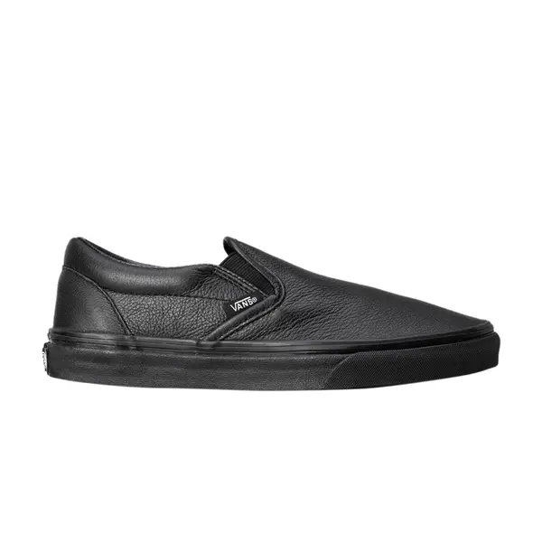VANS Classic Leather Slip-on Sneakers - Black