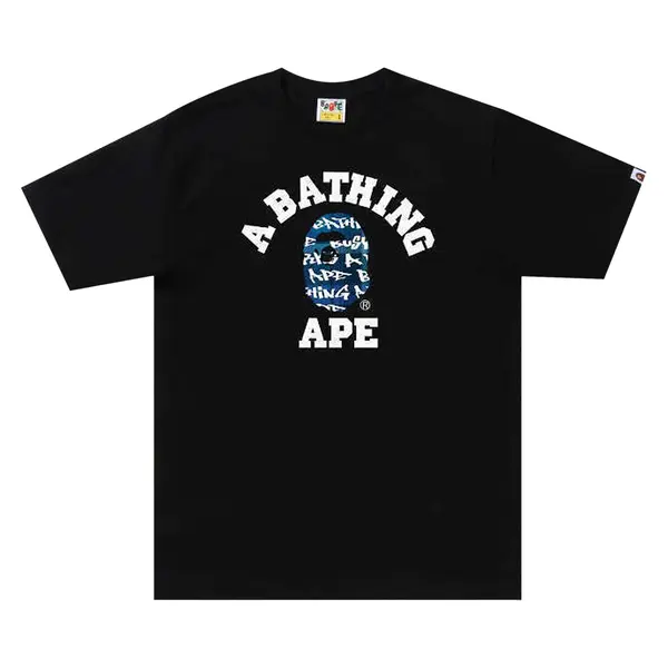A BATHING APE Graffiti Check College Tee /blue - Black