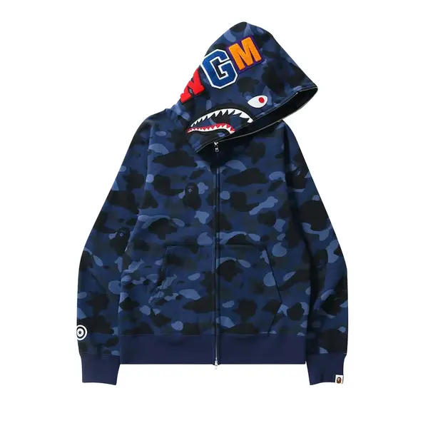 A BATHING APE Color Camo Shark Full Zip Hoodie - Blue