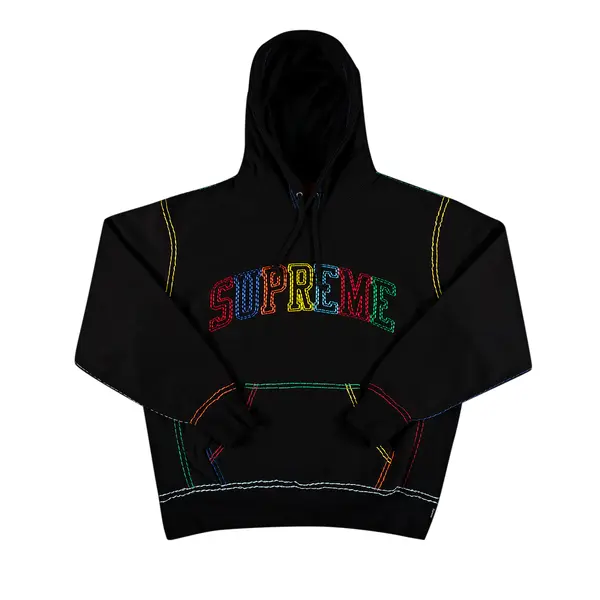 Supreme Big Stitch Hooded Sweatshirt - Black