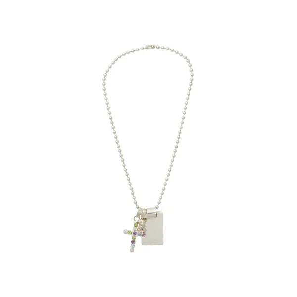 MARTINE ALI Multi Stone Teddy Tag Necklace - Silver