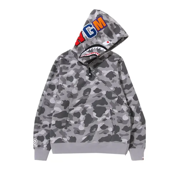 A BATHING APE Honeycomb Camo Shark Full Zip Hoodie - Grey