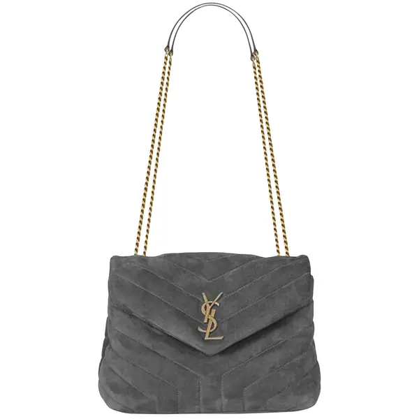 Saint Laurent Small Loulou Quilted Shoulder Bag - Grey