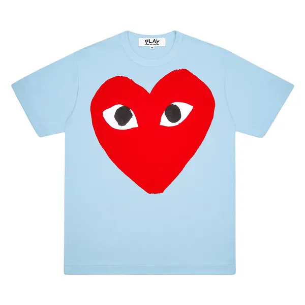 Play Comme Des Garcon Pastelle Red Logo T-shirt - Blue