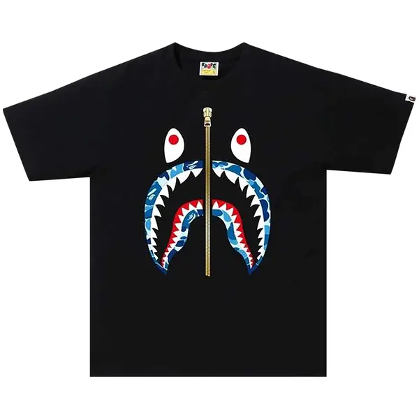 A BATHING APE Abc Camo Shark Tee /blue - Black