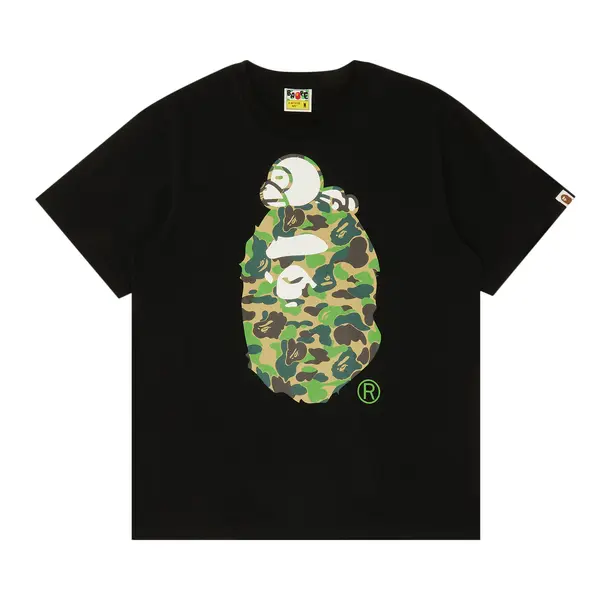 A BATHING APE Abc Camo Milo On Big Ape Tee /green - Black