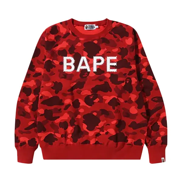 A BATHING APE Color Camo Crystal Stone Crewneck - Red
