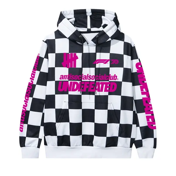 ANTI SOCIAL SOCIAL CLUB X Undftd X F1 Checkered Hoodie - White