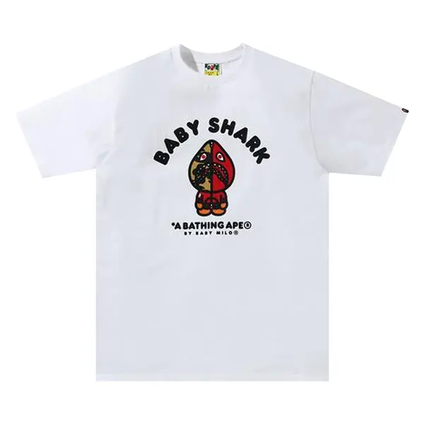 A BATHING APE Baby Milo Shark College Tee /red - White