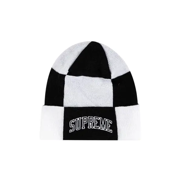 Supreme Checkerboard Beanie - White