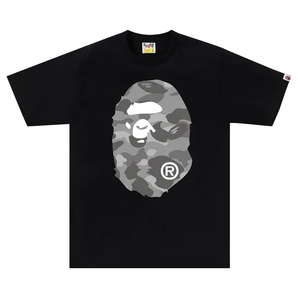 A BATHING APE Honeycomb Camo Big Ape Head Tee /grey - Black