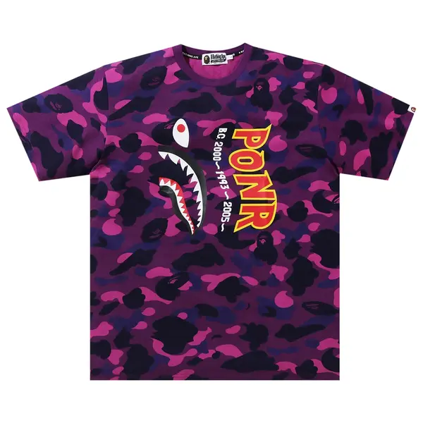 A BATHING APE Color Camo Shark Wide Tee - Purple