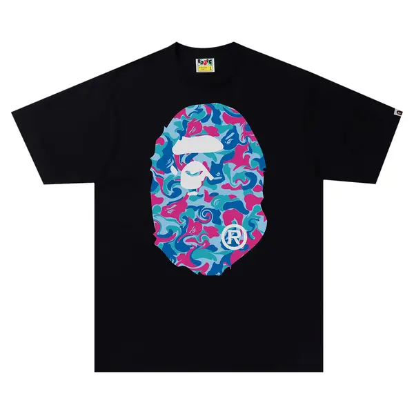 A BATHING APE Marble Camo Big Ape Head Tee - Black
