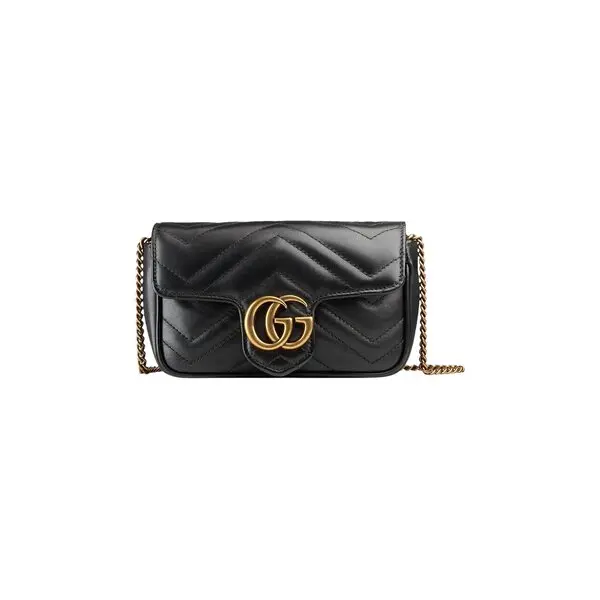 Gucci Gg Marmont Matelassé Super Mini Bag - Black