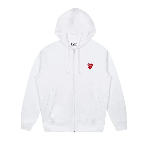Play Comme Des Garcon Zip Hoodie - White