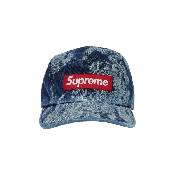 Supreme Flames Jacquard Denim Camp Cap - Blue