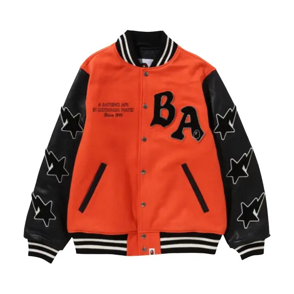 A BATHING APE Relaxed Fit Varsity Jacket - Orange