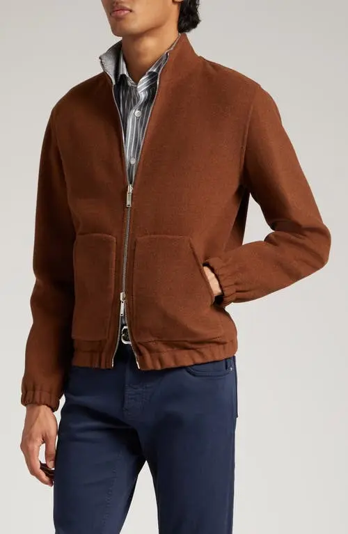 Eleventy Reversible Wool Bomber Jacket