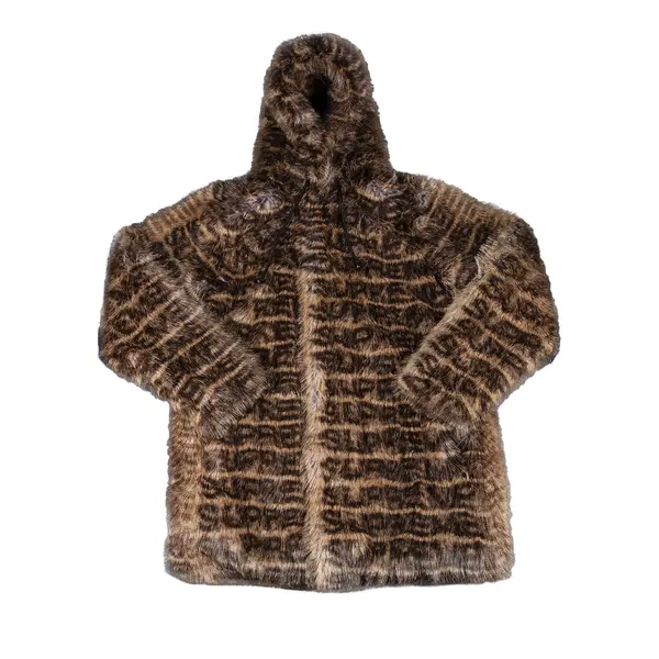 Supreme Faux Fur Hooded Coat - Brown